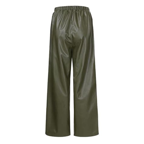Zanzea Women Faux Pu Leather Long Pants Casual Elastic Waist Wide Legs