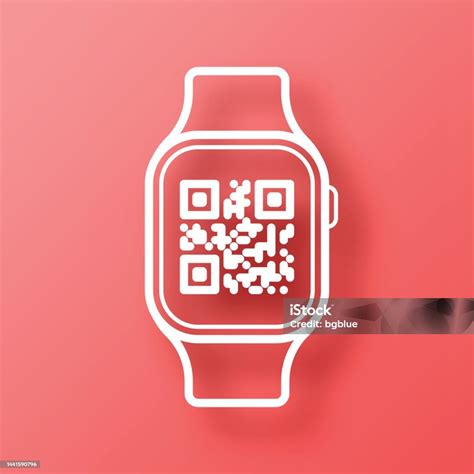 Qr 코드가있는 스마트 워치 그림자가 있는 빨간색 배경의 아이콘 3차원 형태에 대한 스톡 벡터 아트 및 기타 이미지 3차원 형태 Qr코드 개념 Istock