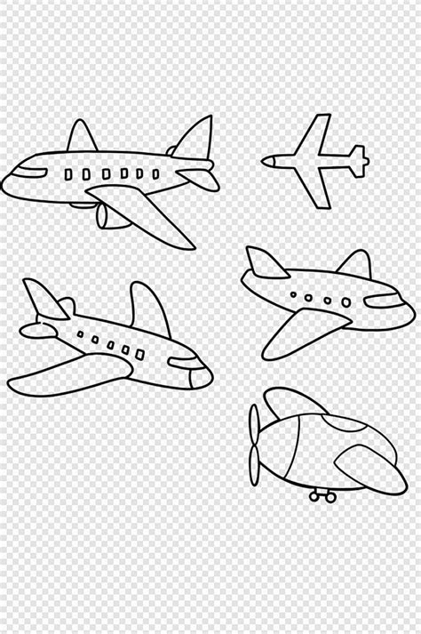 飞机简笔画线稿素材