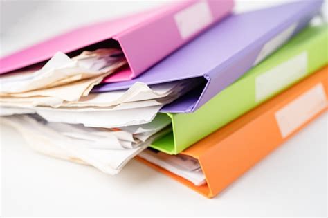Premium Photo File Folder Binder Stack Of Multi Color On Table In Office