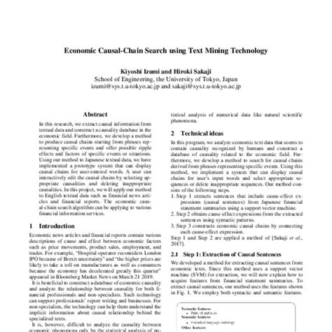economic causal chain search using text mining technology acl anthology