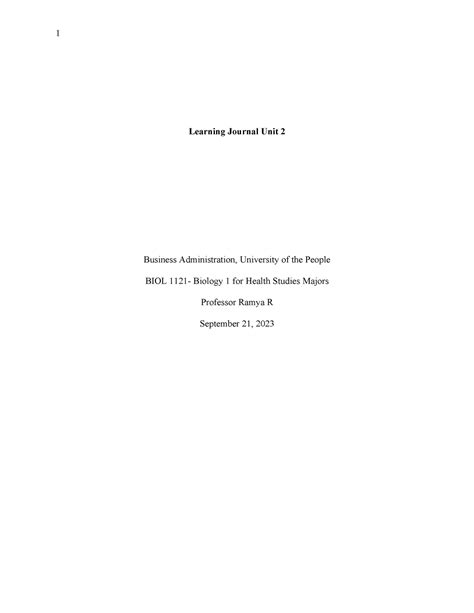 Biol 1121 Learning Journal Unit 2 Learning Journal Unit 2 Business Administration