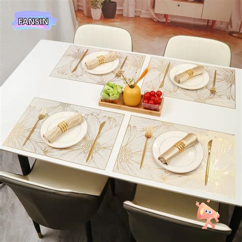 Fansin Drain Mat Lotus Pvc Meal Mat Luxury สี่เหลี่ยมผืนผ้า Anti Slip