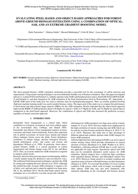 Pdf Evaluating Pixel Based And Object Based Approaches For Forest Above Ground Biomass