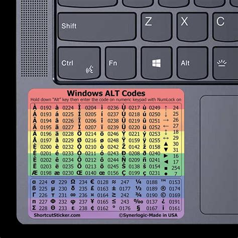 Windows Alt Codes Pc Laptop Special Characters Shortcut Sticker