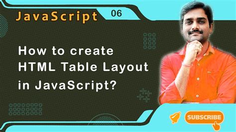 How To Create Html Table Layout In Javascript Javascript Tutorial 06