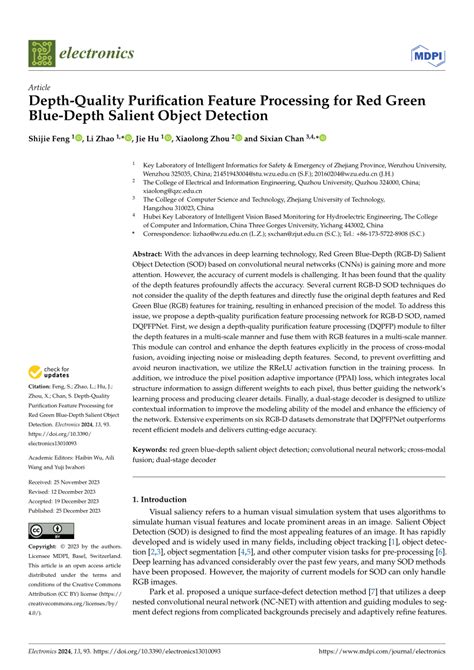 Pdf Depth Quality Purification Feature Processing For Red Green Blue Depth Salient Object