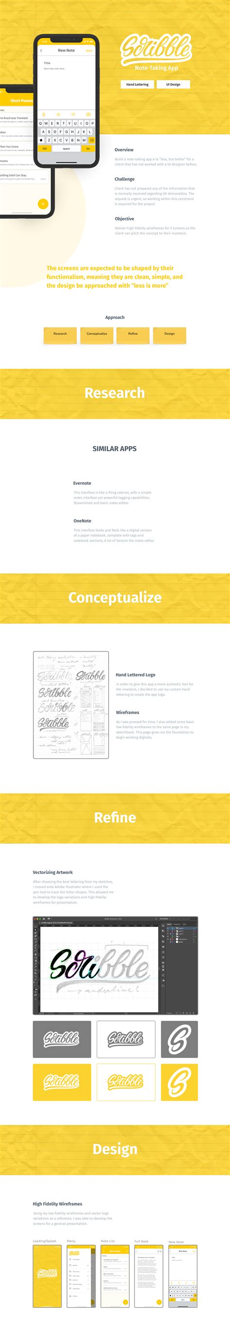 scribble note taking app lettering on behance