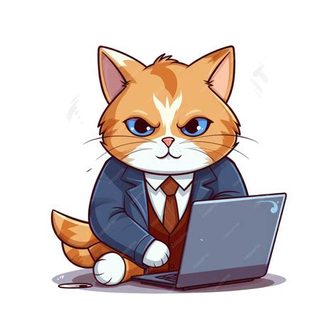 premium ai image cartoon cat wearing a suit working in front of a