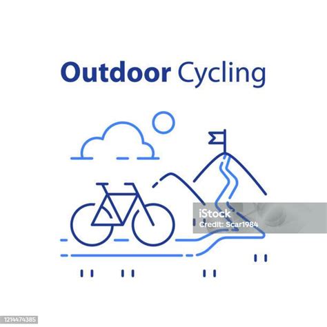 야외 사이클링 컨셉 승마 자전거 여행 자연 관광 여름 투어 오르막 길 산악 자전거 아이콘에 대한 스톡 벡터 아트 및 기타 이미지 아이콘 자전거 타기 관광 Istock
