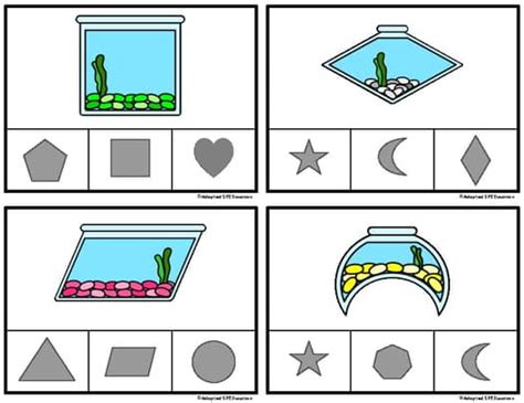 Ocean Sea Fish Bowl Shape Matching Clip Cards By Adapted Speducation