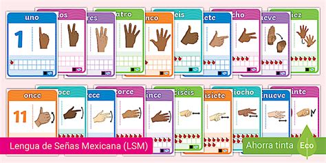 Números en Lengua de Señas Mexicana para imprimir Twinkl
