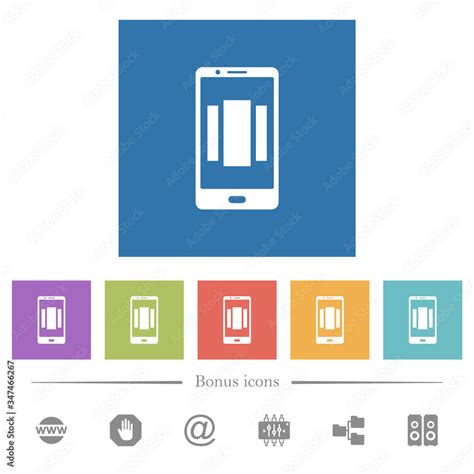 Setting Up Mobile Homescreen Flat White Icons In Square Backgrounds Stock Vector Adobe Stock