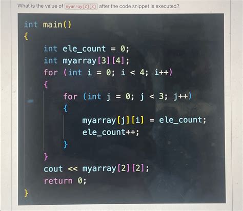Solved What Is The Value Of Myarray 2 2 ﻿after The Code