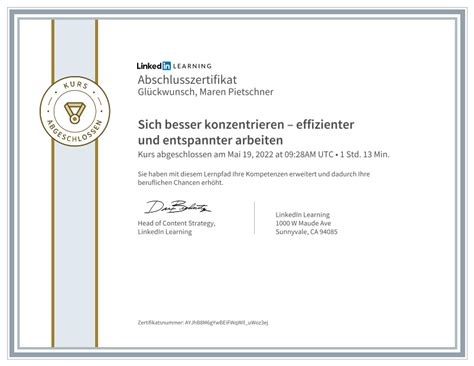 Ich Habe Gerade Den Kurs „sich Besser Konzentrieren Effizienter Und Entspannter Arbeiten Von