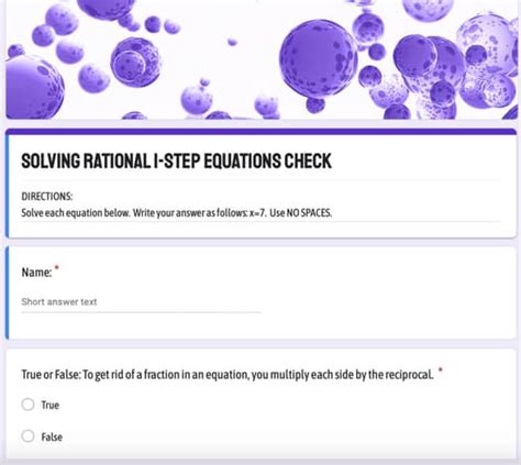 Solving Rational 1 Step Equations Check By Math With Rath Tpt