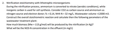 2 Nitrification Stoichiometry With Lithotrophic