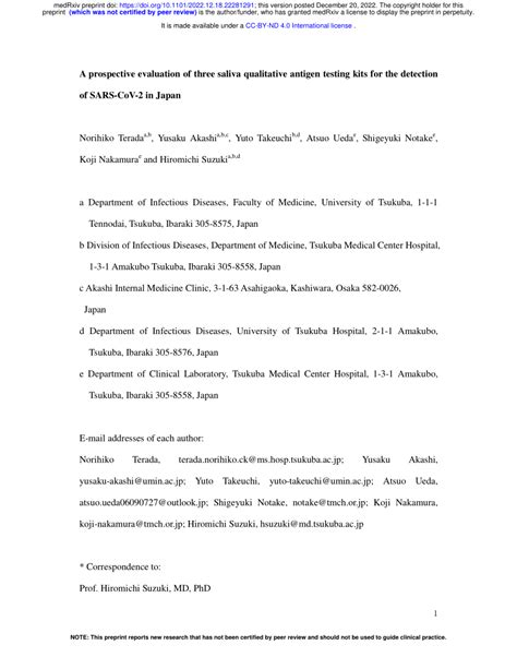 Pdf A Prospective Evaluation Of Three Saliva Qualitative Antigen Testing Kits For The