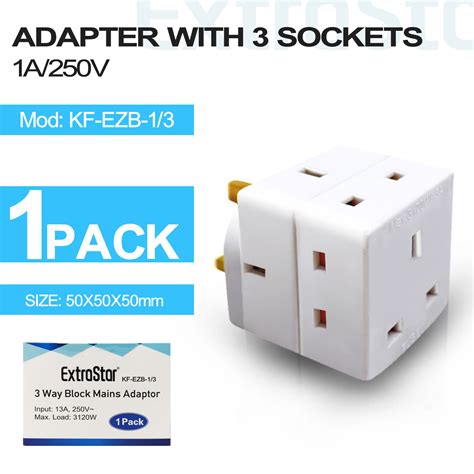 3 Way Block Mains Adapter Kf Ezb 13 Extrastar Electrical Limited