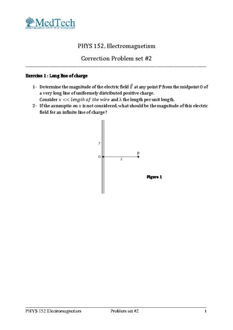 PHYS 152 Chapter 01 Problems Set 2 Solution PHYS 152 Electromagnetism Correction Problem Set