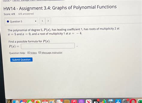 Solved HW Assignment Graphs Of Polynomial Chegg
