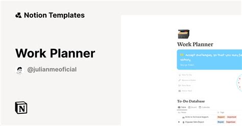 Work Planner Template Notion Marketplace