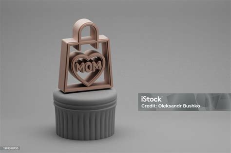 아름다운 추상적 인 일러스트 쇼핑 팩 단어 Mom과 열 및 멋진 배경에 심장 기호 아이콘 3d 렌더링 그림 디자인의 배경 패턴 어머니의 날 0명에 대한 스톡 사진 및 기타