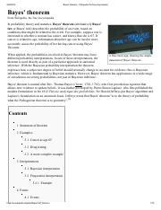 Bayes Theorem Wikipedia The Free Encyclopedia Bayes TheoremWikipedia