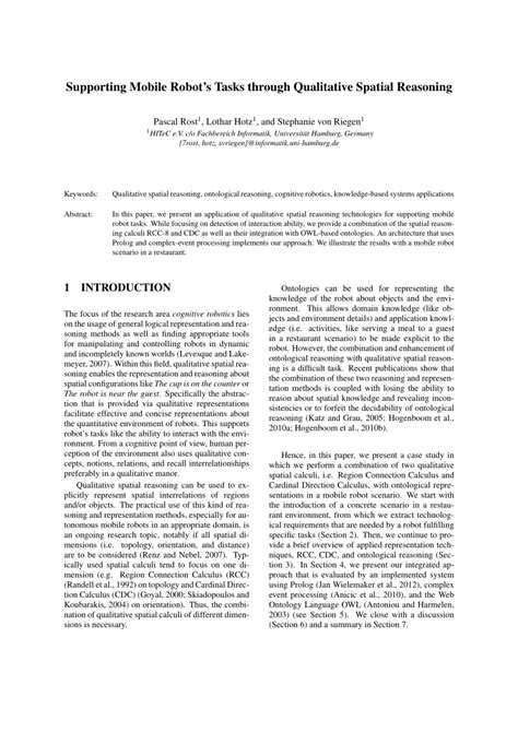 Pdf Supporting Mobile Robots Tasks Through Qualitative Spatial Reasoning