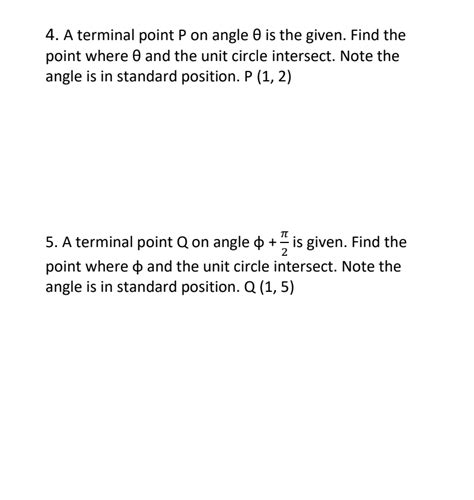 4 a terminal point p on angle θ is the given find