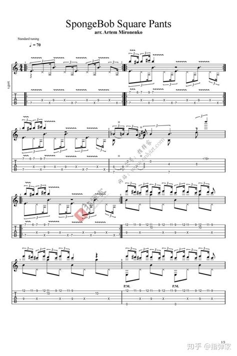 【附谱】海绵宝宝spongebob主题曲 吉他指弹独奏 知乎