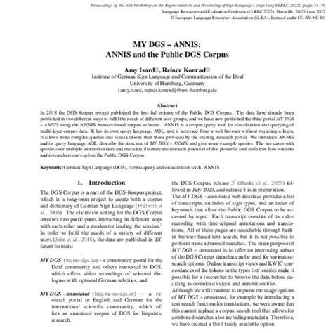 My Dgs Annis Annis And The Public Dgs Corpus Acl Anthology