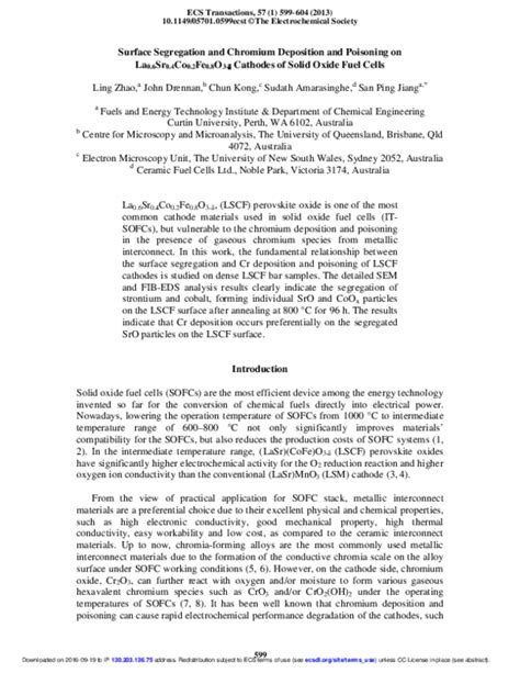 Pdf Surface Segregation And Chromium Deposition And Poisoning On La 0 6 Sr 0 4 Co 0 2 Fe 0 8 O