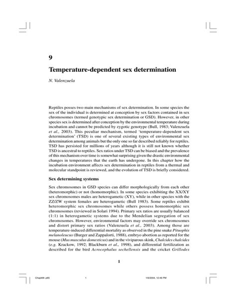9 Temperature Dependent Sex Determination N Valenzuela