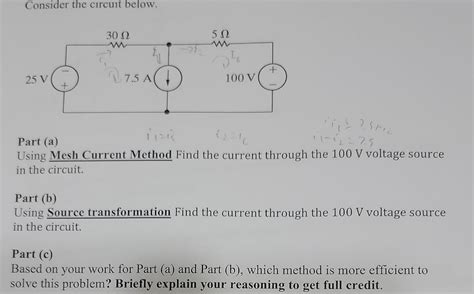 consider the circuit below part a using mesh