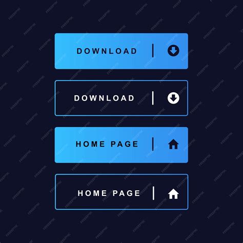 premium vector set of futuristic download buttons for web site ui