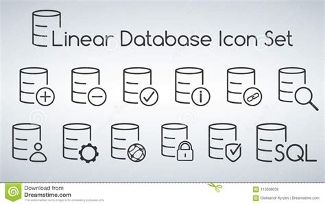 Linear Database Server Isolated Flat Web Mobile Icon With Link Or Share Icon Vector