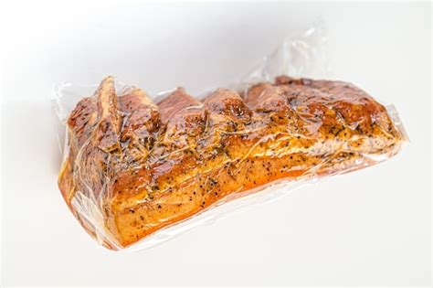 Premium Photo In The Package Film Grilled Smoked Lard Whole Bacon