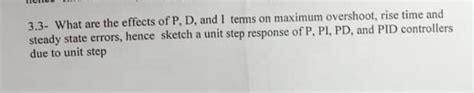 Solved 3 3 What Are The Effects Of P D And 1 Terms On