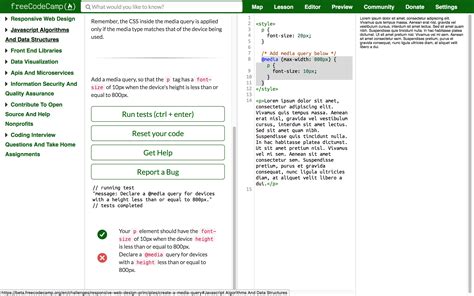 Responsive Web Design Principles Create A Media Query Test Wont Pass