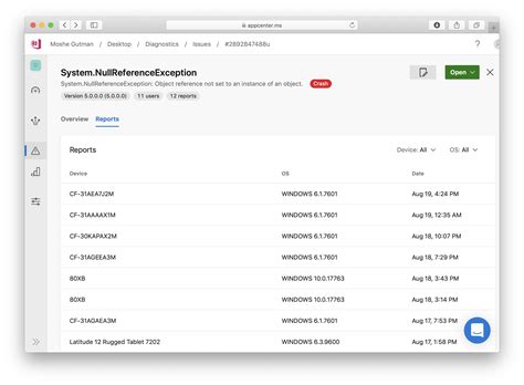 Grouping Of Nullreferenceexception · Issue 915 · Microsoftappcenter