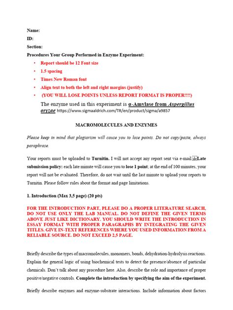 Macromolecules Enzyme 2024 Pdf Enzyme Experiment