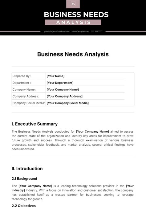 Free Business Needs Analysis Template To Edit Online