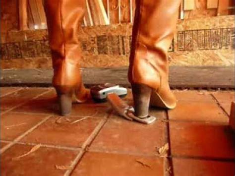 Brown Tall Leather High Heel Boots Trampling And Crushing 103 Youtube