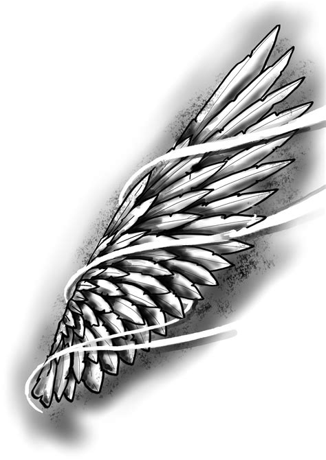 Sketch Style Angel Wing Tattoo For Guys