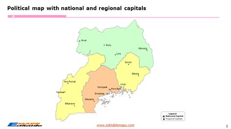 Uganda Map With 4 Regions And 135 Districts Editable Powerpoint Maps