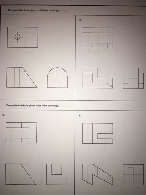 Solved Complete The Given Multi View Drawings Complete Chegg