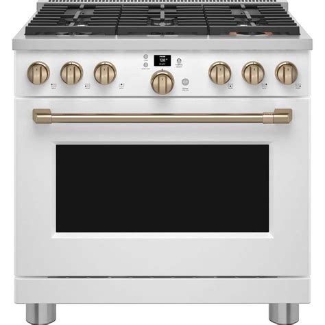 Cafe 36 In 62 Cu Ft Smart Slide In Gas Range In Matte White With 6