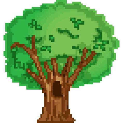 Pixelated Tree With Colorful Leaves