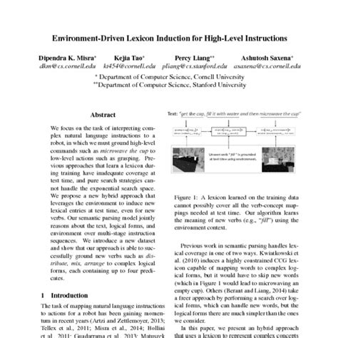 Environment Driven Lexicon Induction For High Level Instructions Acl